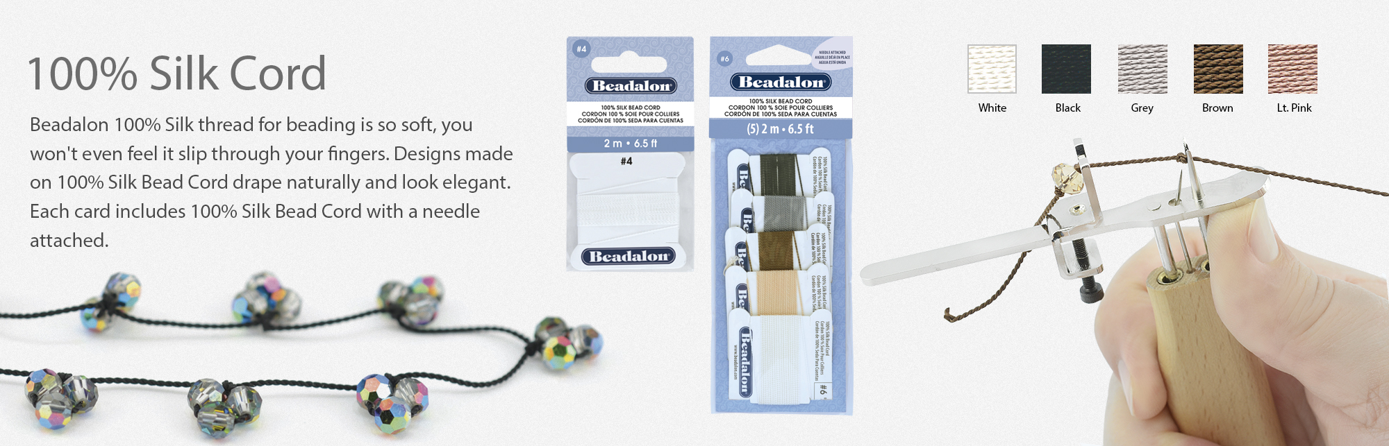 Beadalon - 100% Silk Bead Cord - Card
